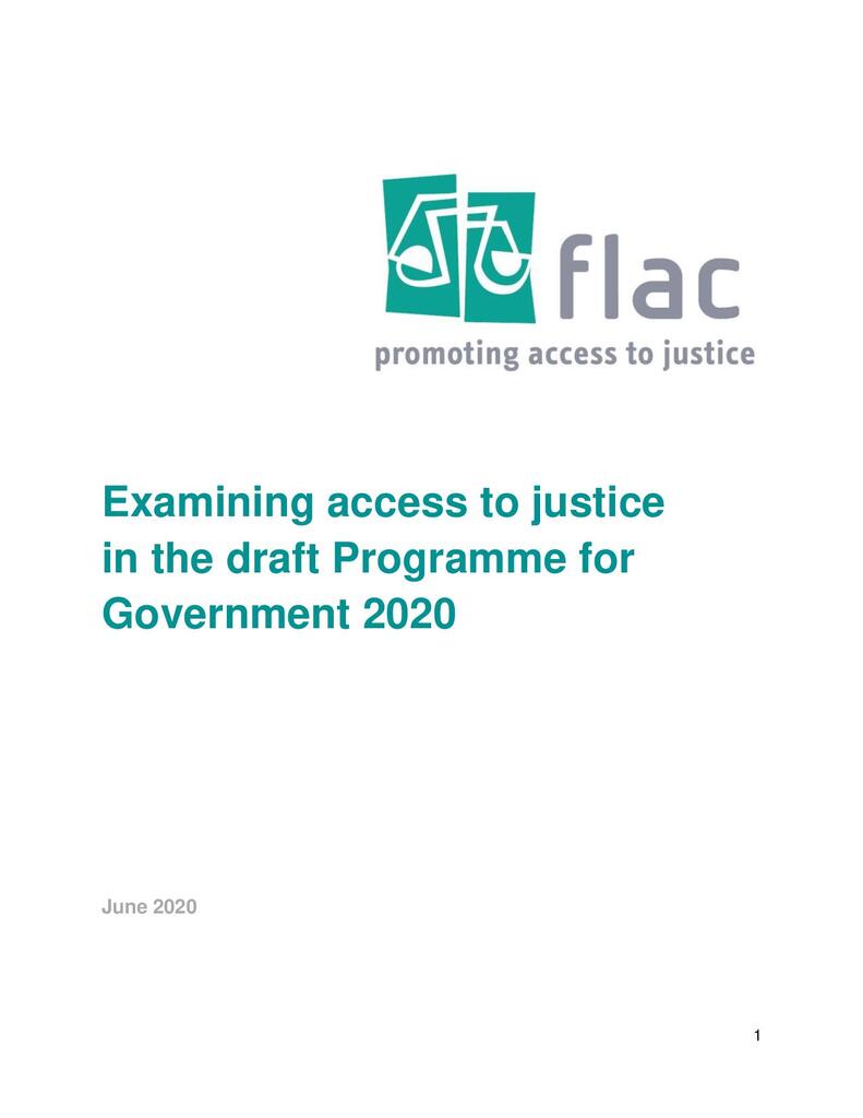 Examining Access to Justice in the draft Programme for Government 2020