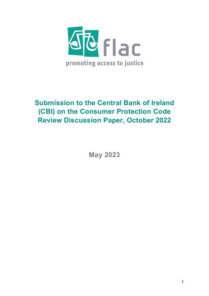 Submission to the Central Bank of Ireland (CBI) on the Consumer ...