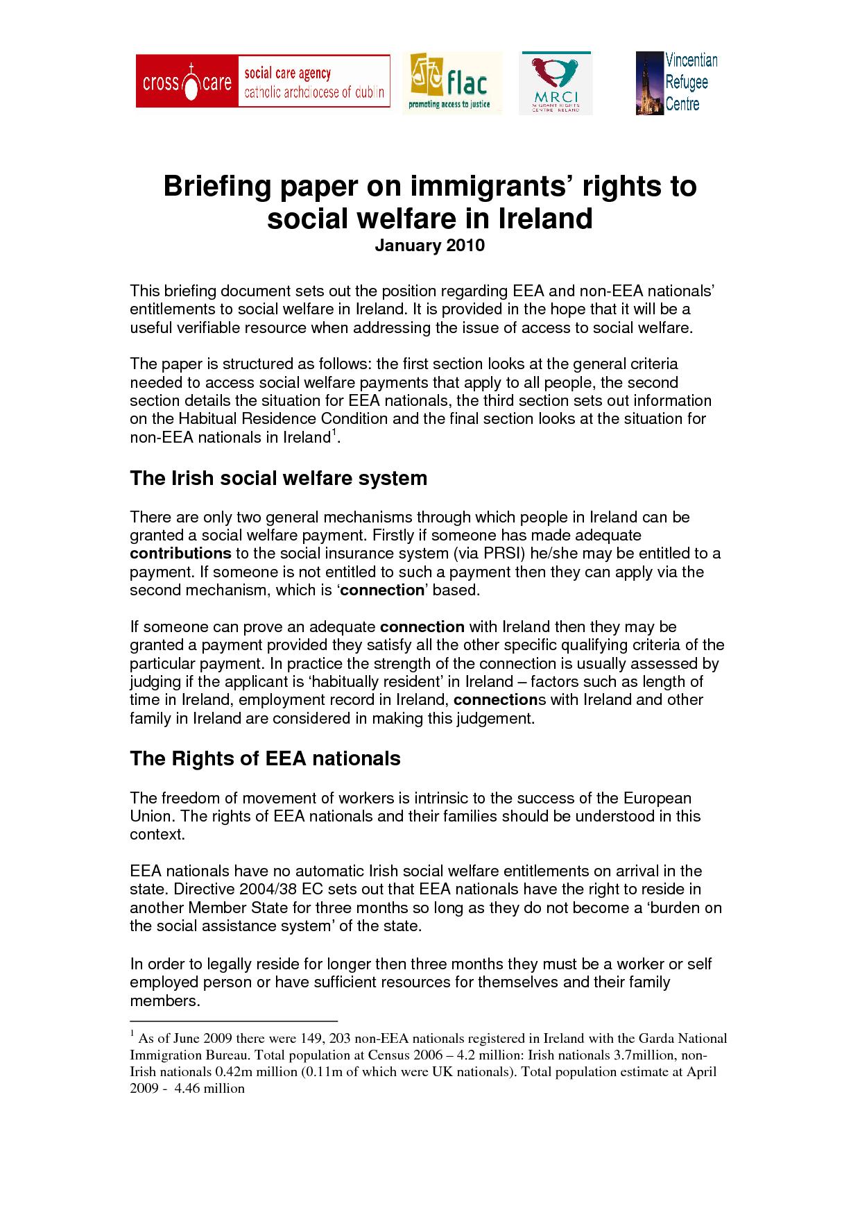 Immigrants' Rights: Joint briefing paper on immigrants rights to Soc ...