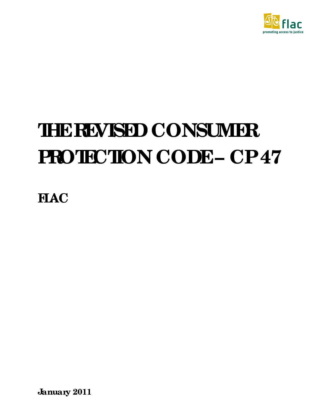 FLAC Submission on Revised Consumer Protection Code