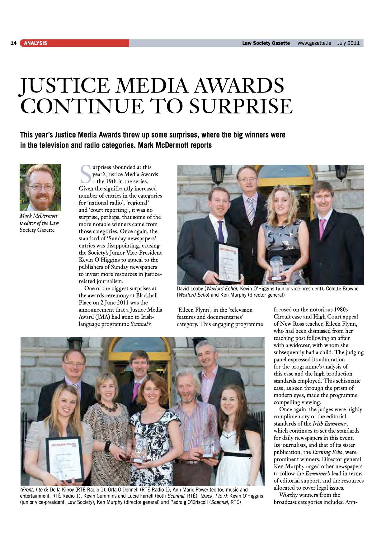 TV3's Lydia Foy documentary wins at the Justice Media Awards 2011