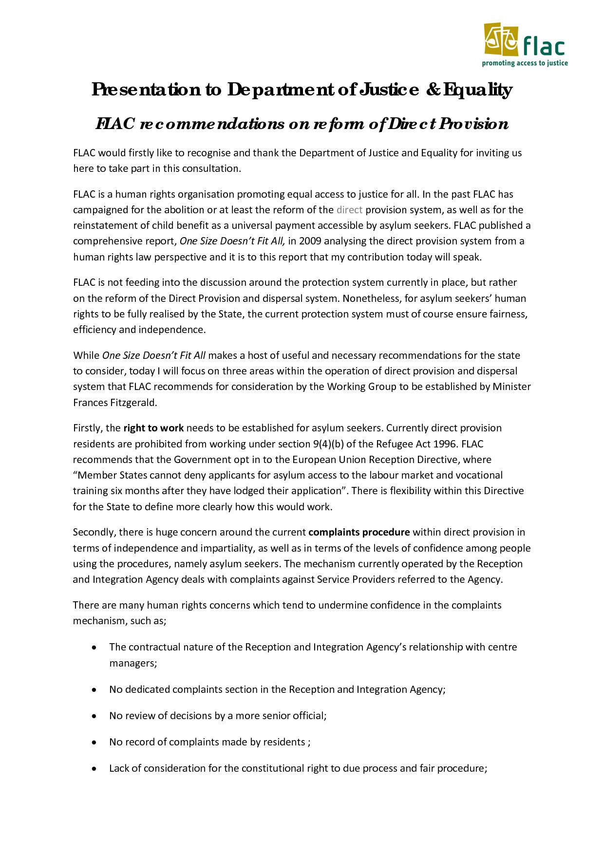 Presentation: Reform of Direct Provision