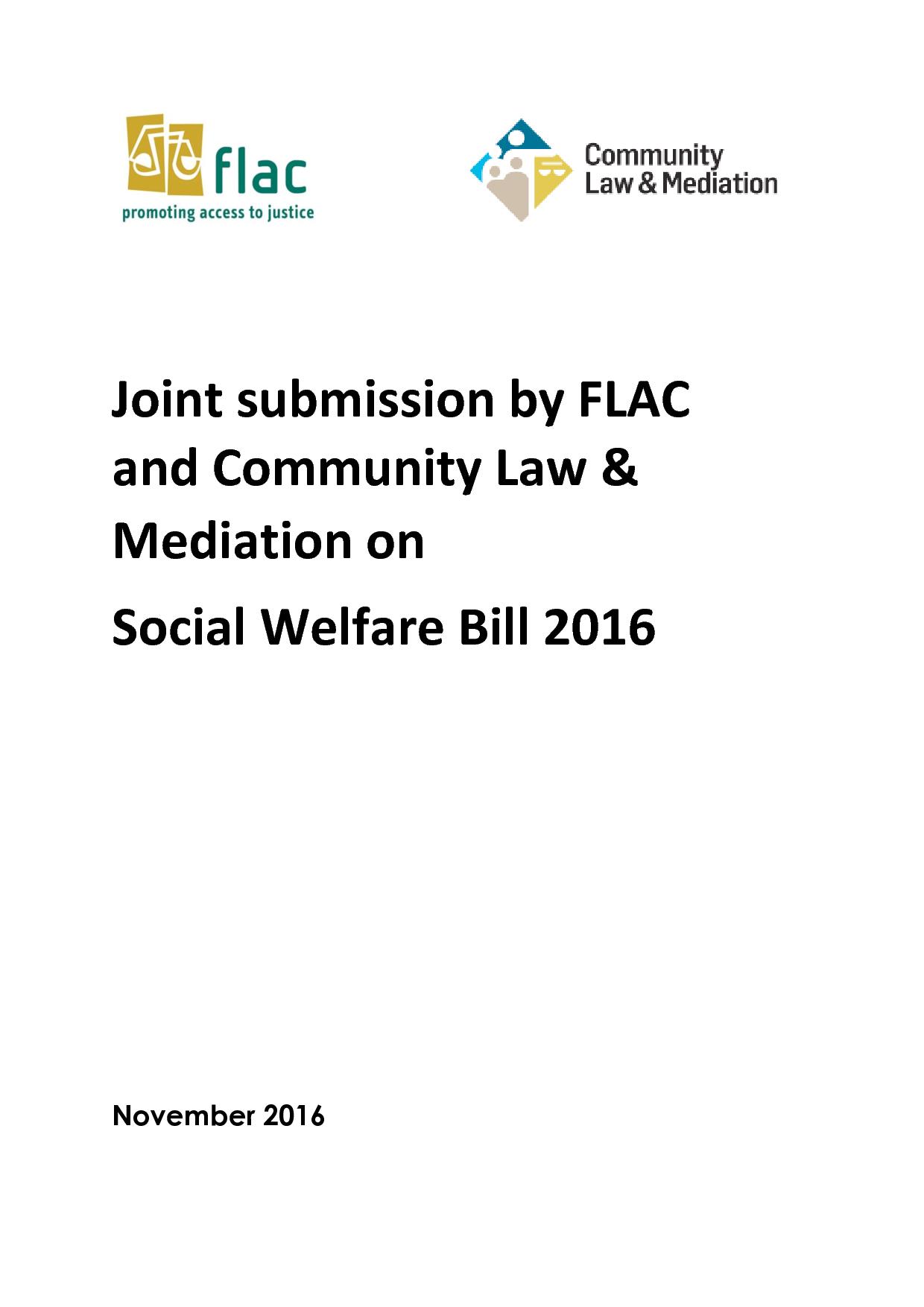 Joint Submission: Social Welfare Bill 2016 Joint Submission: Social Welfare Bill 2016